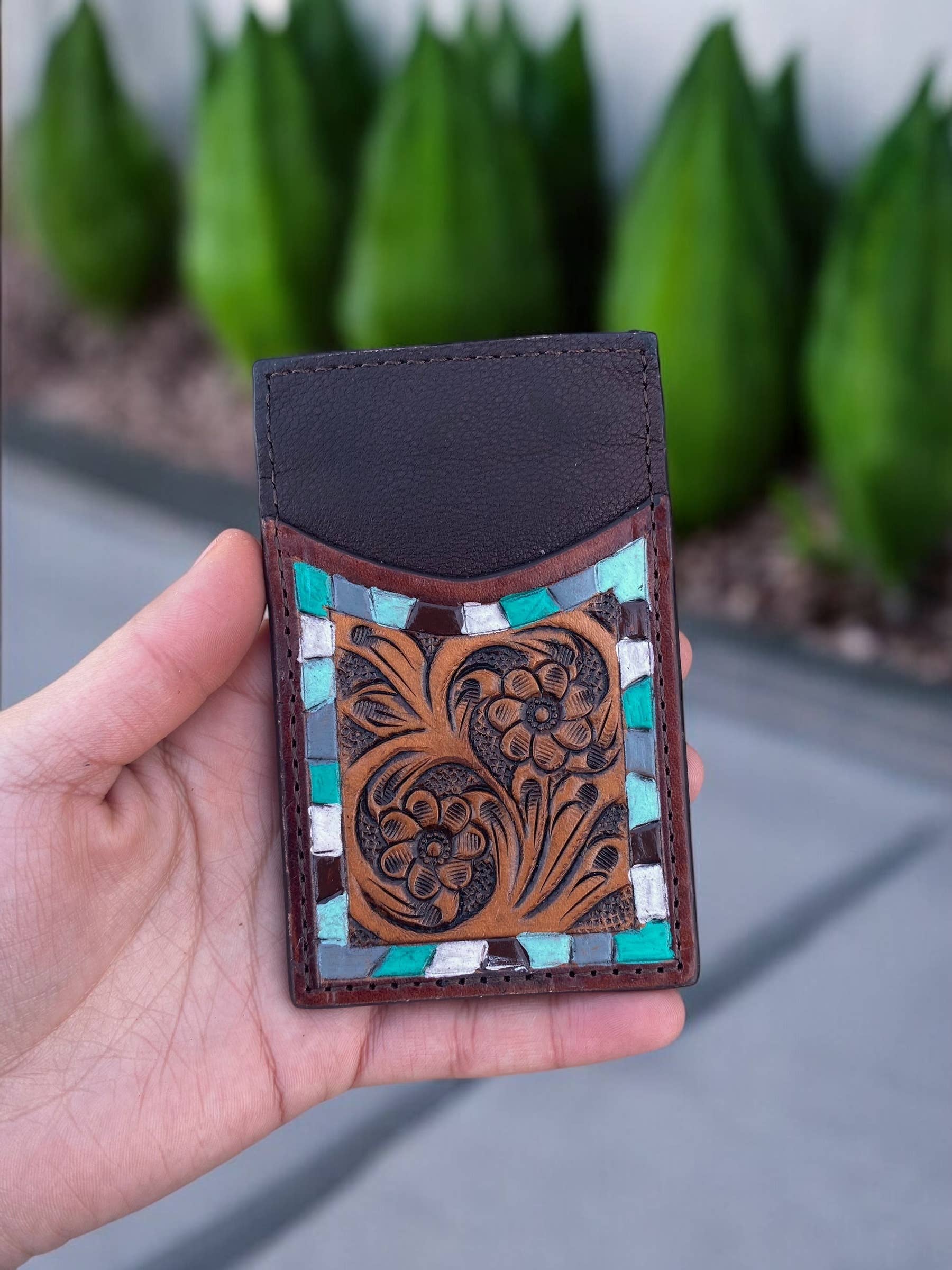 Aztec Leather credit card wallet – Wild Wisdom Collective